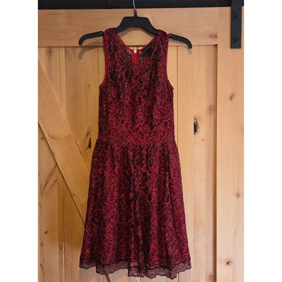 Moda International | Dresses | Moda International Red Black Lace Dress ...